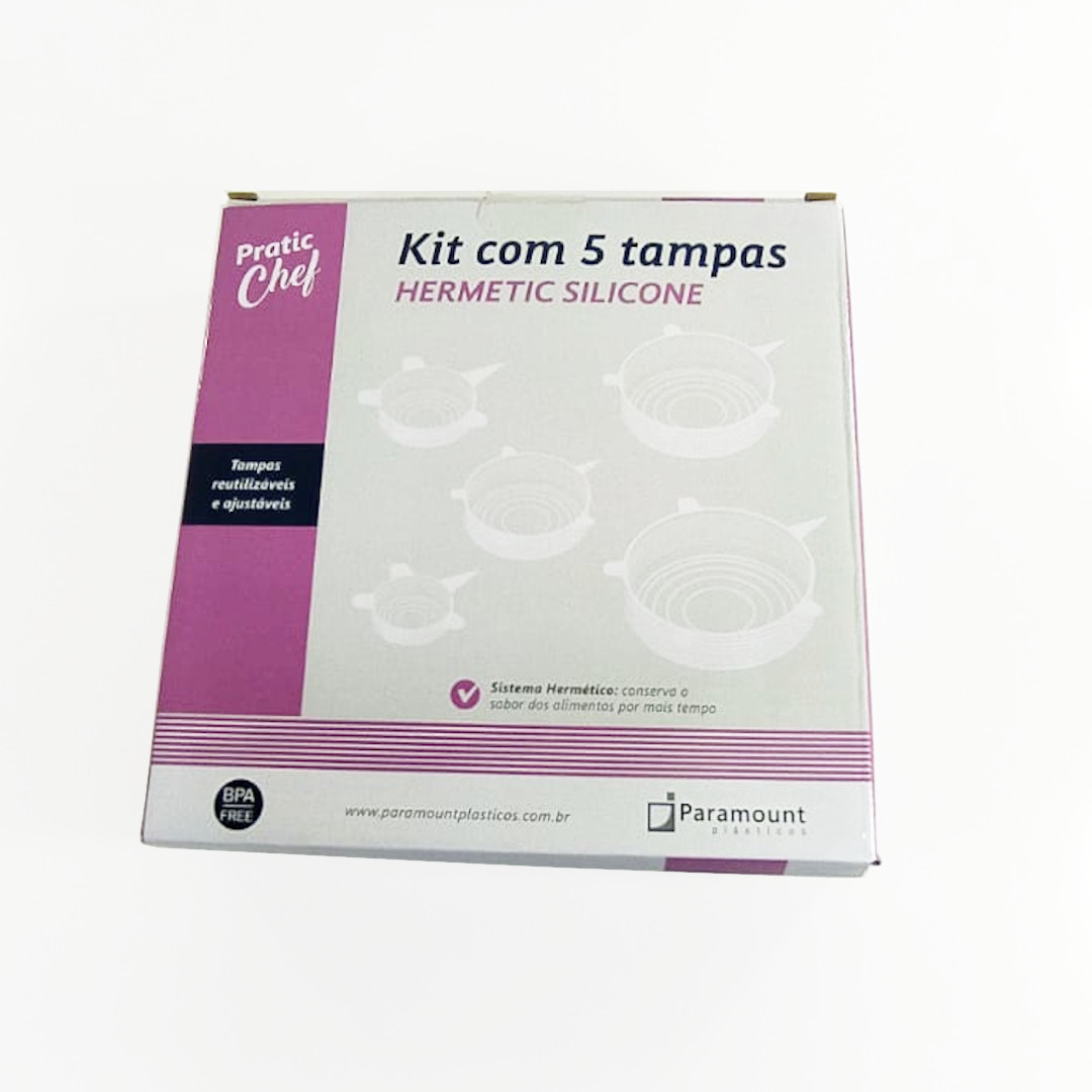 KIT 5 TAMPAS SILICONE HERMÉTICAS PARAMOUNT • JBI Presentes